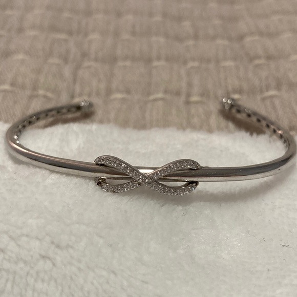Swarovski | Jewelry | Swarovski Silver Infinity Bangle | Poshmark